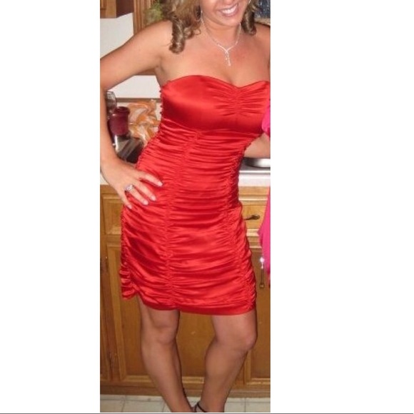 Express | Dresses | Red Silky Strapless Express Dress | Poshmark